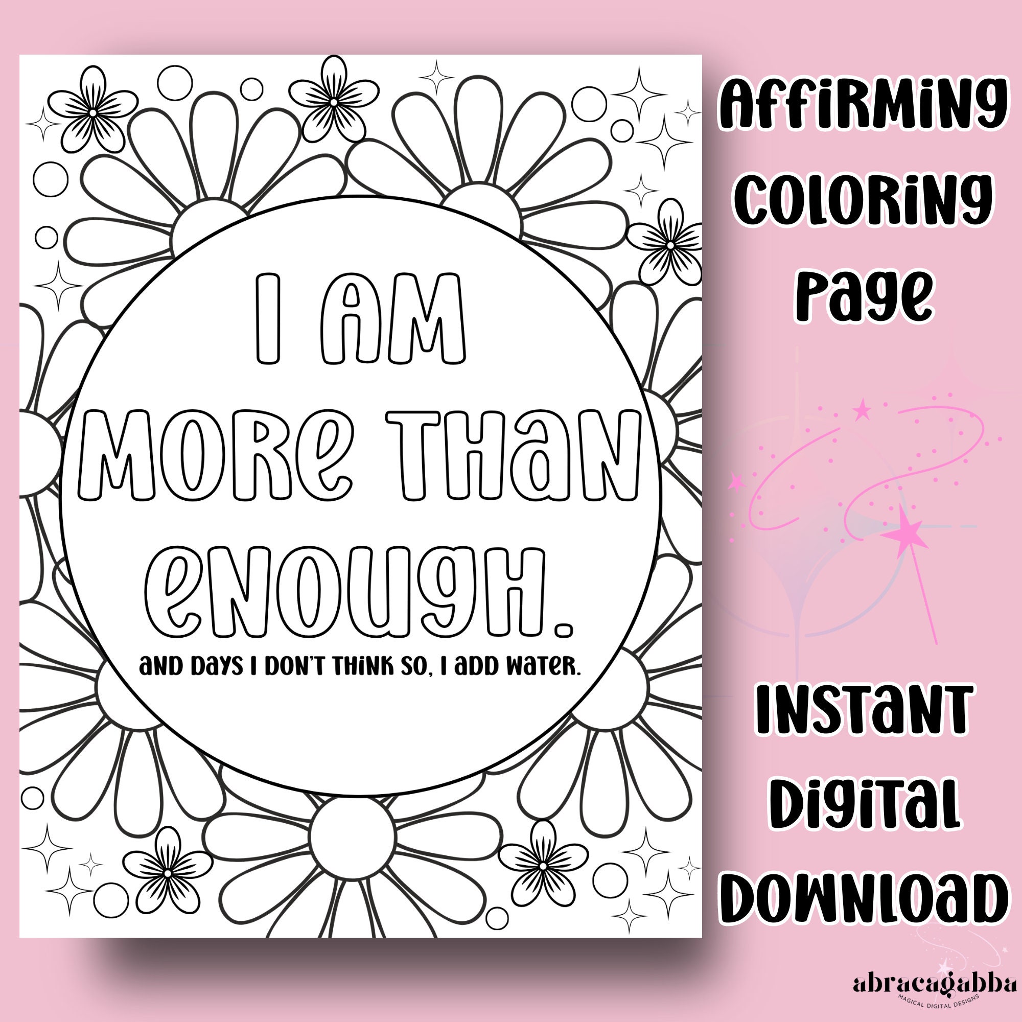 I Am More Than Enough Coloring Sheet, Aspiration Coloring Page, Digital ...