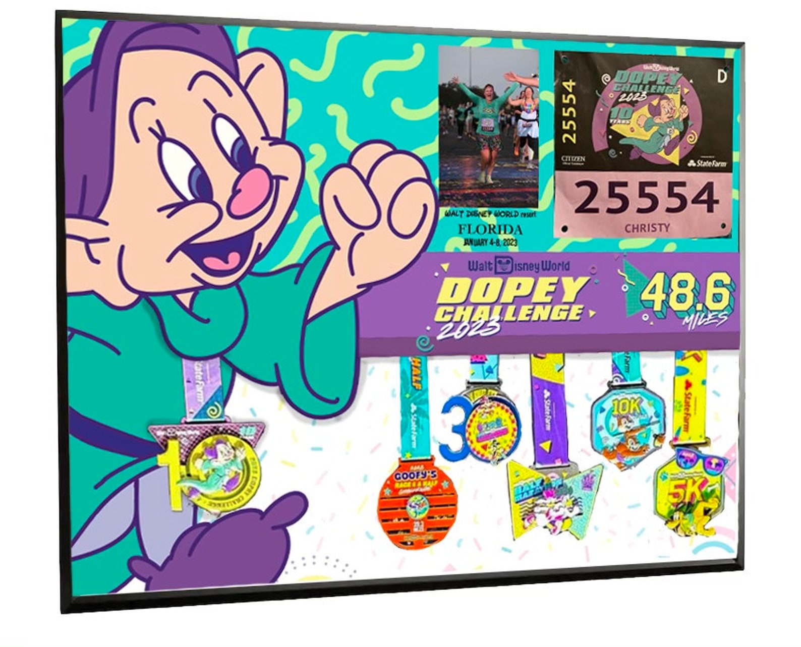 Rundisney Dopey Challenge 2023 Shadowbox Medal Display - Etsy