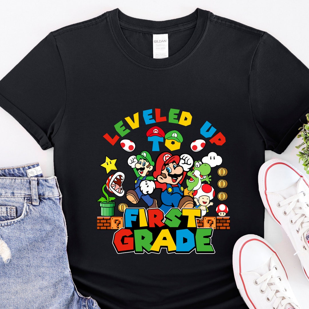 Back to School Shirt, Leveled up to First Grade Shirt, Mario First ...
