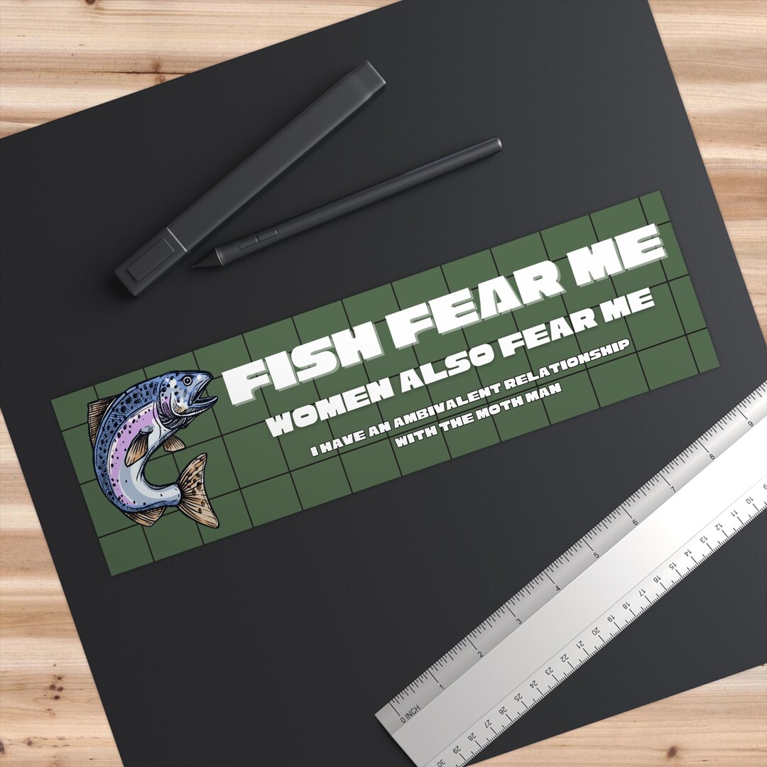 Funny Fish Fear Me Bumper Sticker, Women Fear Me Moth Man Car Decal ...