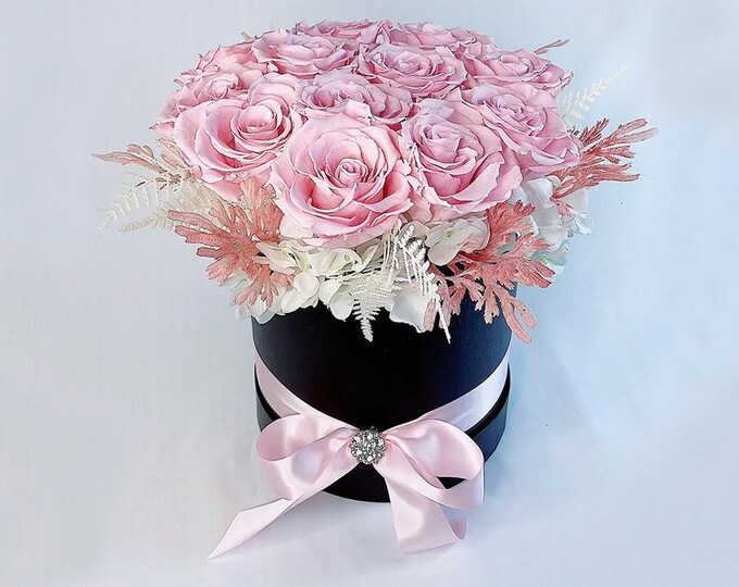 Bling Mirrored Boxed Black Foam Artificial Roses Luxury Boxed Roses ...