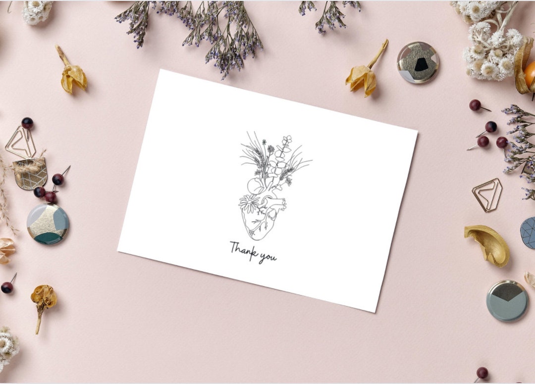 Thank You Anatomic Heart Card, Digital Download - Etsy
