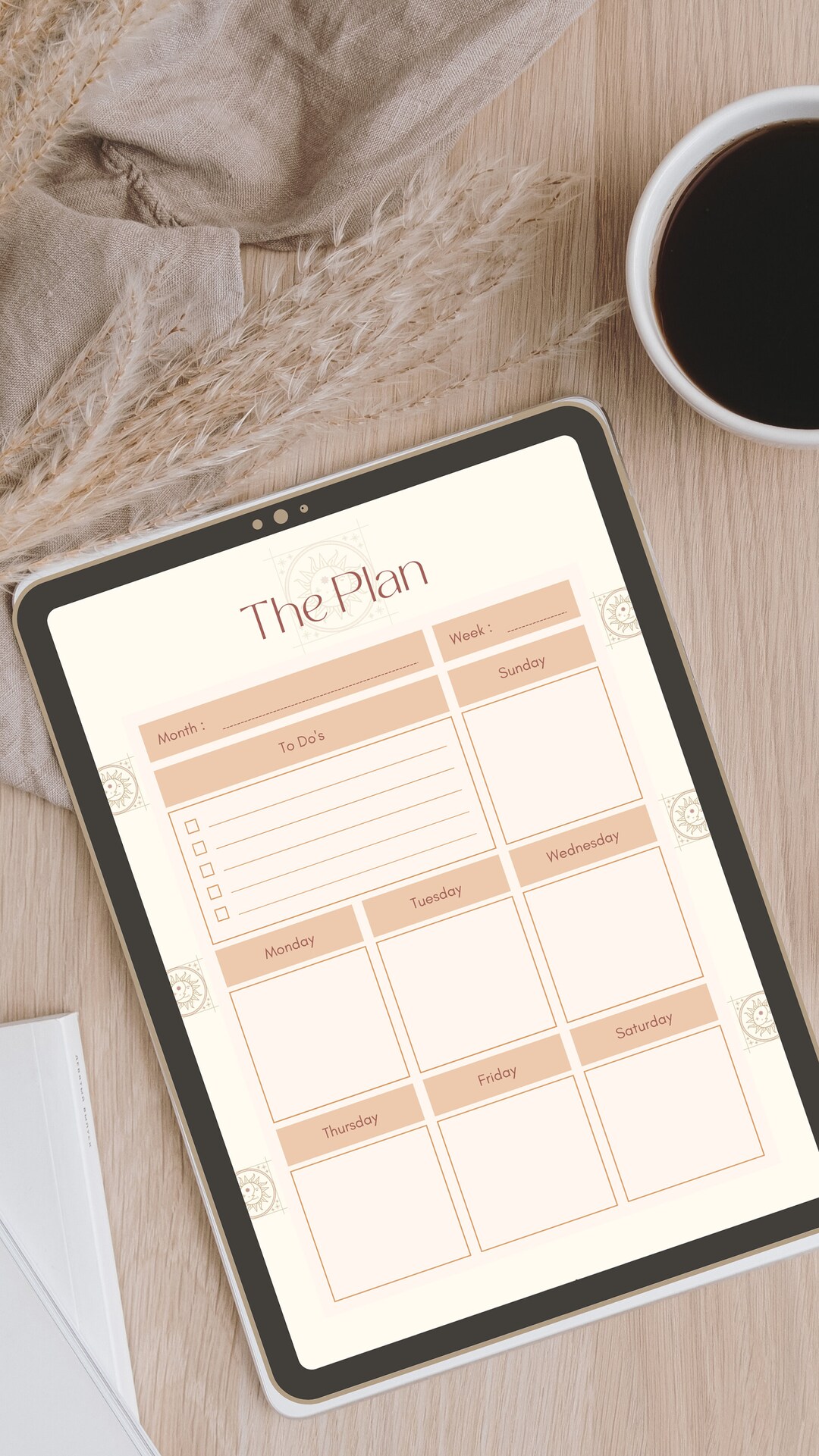 Sun & Moon Tan | Weekly Planner | Horizontal Planner | Weekly Organizer ...