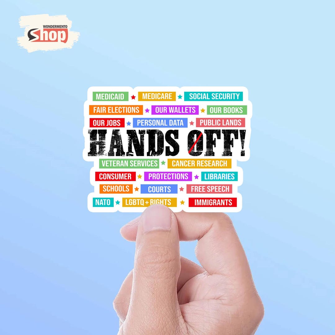 Hands off Protest Sticker, Bold Political Vinyl Decal for Activists ...