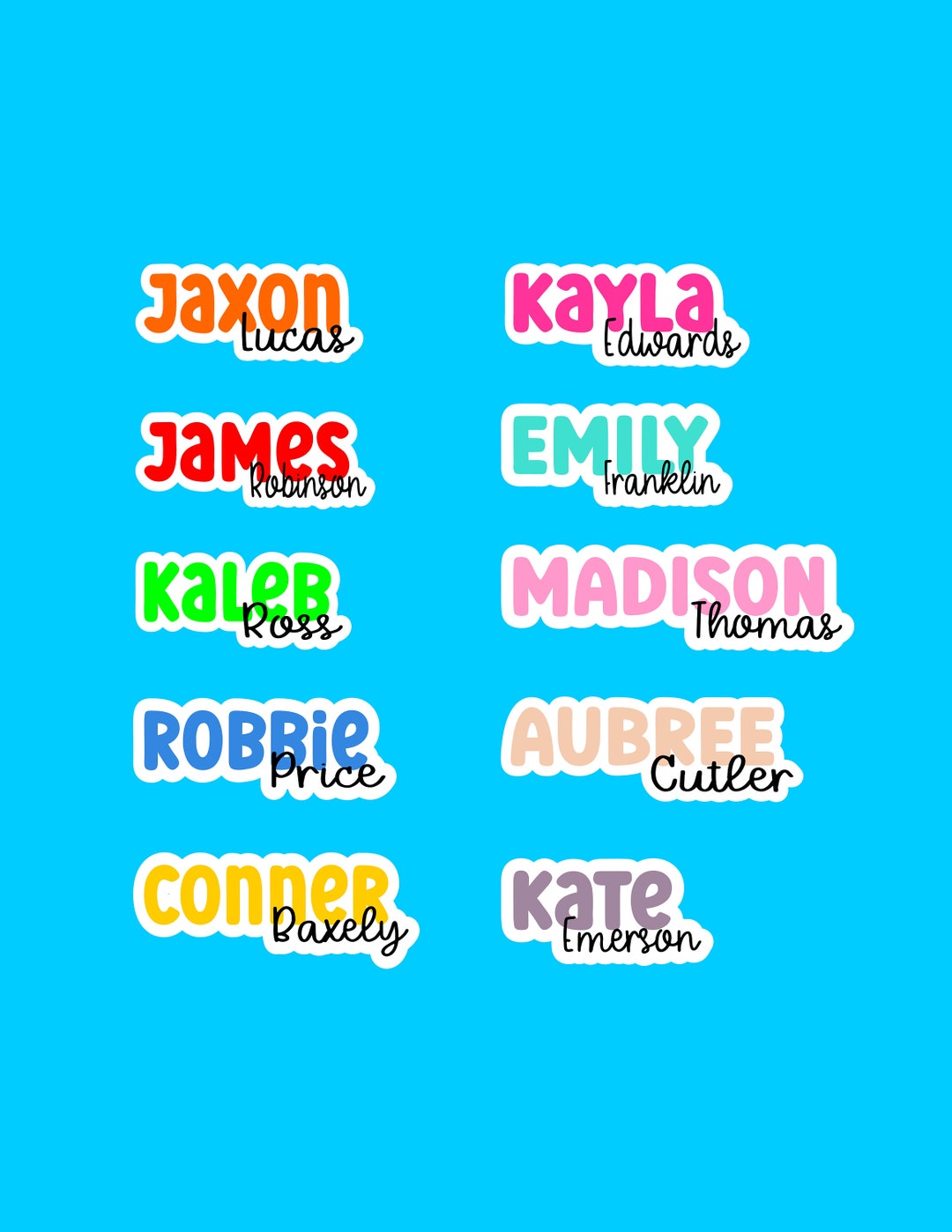 Custom FULL NAME Sticker/personalized Vinyl Stickers/waterbottle ...