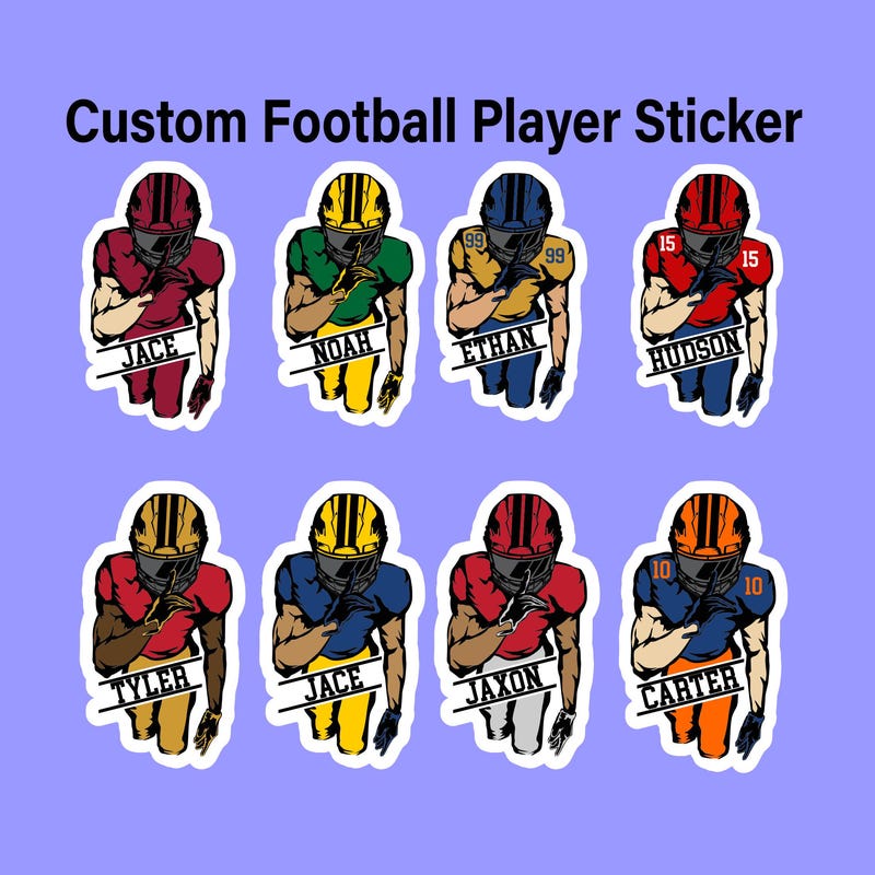 Personalized Football Player Stickers - Etsy