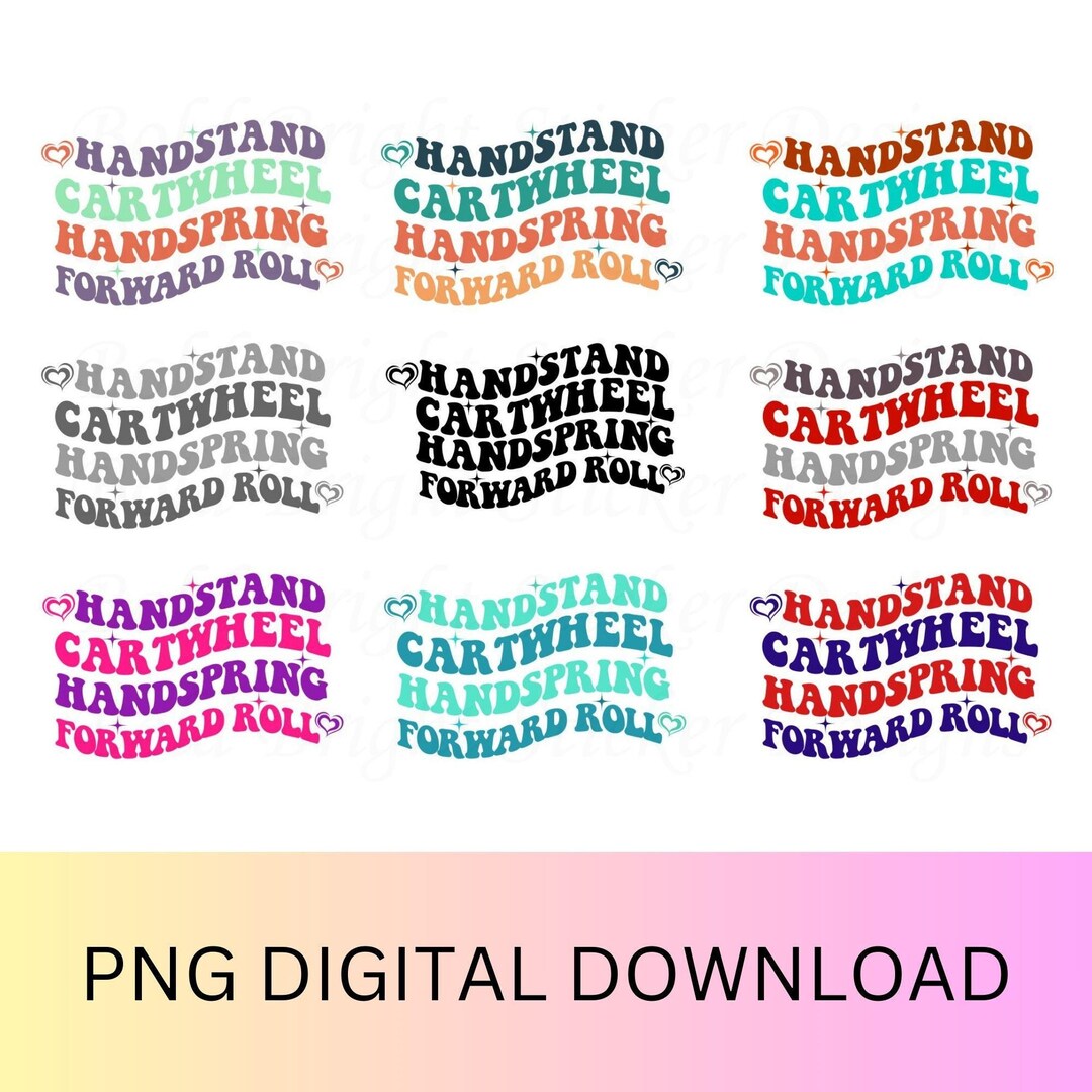 Handstand Cartwheel Handspring Forward Roll Gymnastics Svg Bundle ...