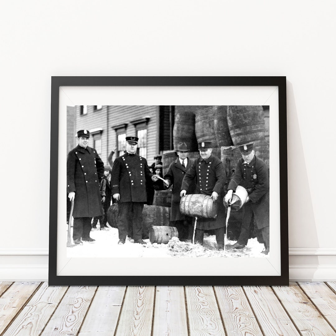 Vintage Photo - 1930's Prohibition Police Cops Dumping Barrels of ...