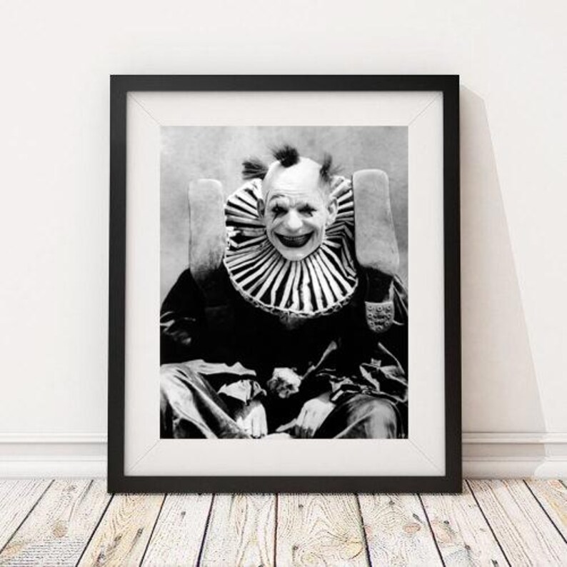 Vintage Photo - Halloween Clown Creepy Macabre - Photography, Black ...