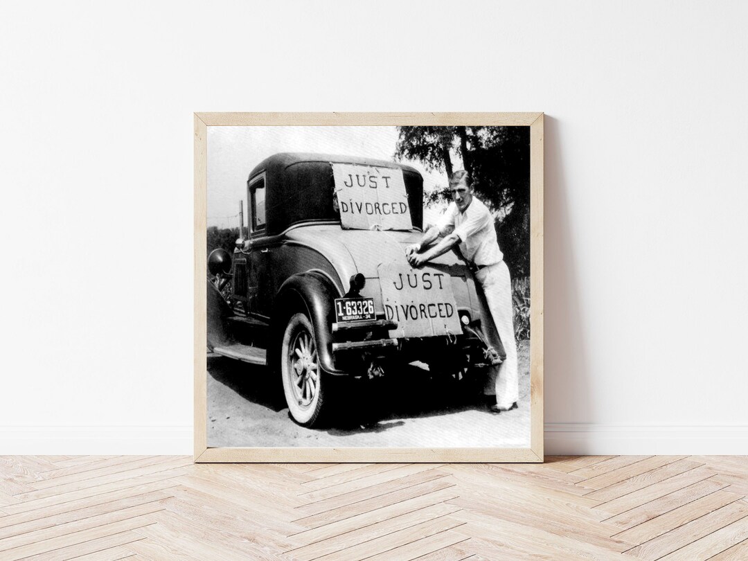 Vintage Photo 1930's Man With Just Divorced Car Signs Photography ...