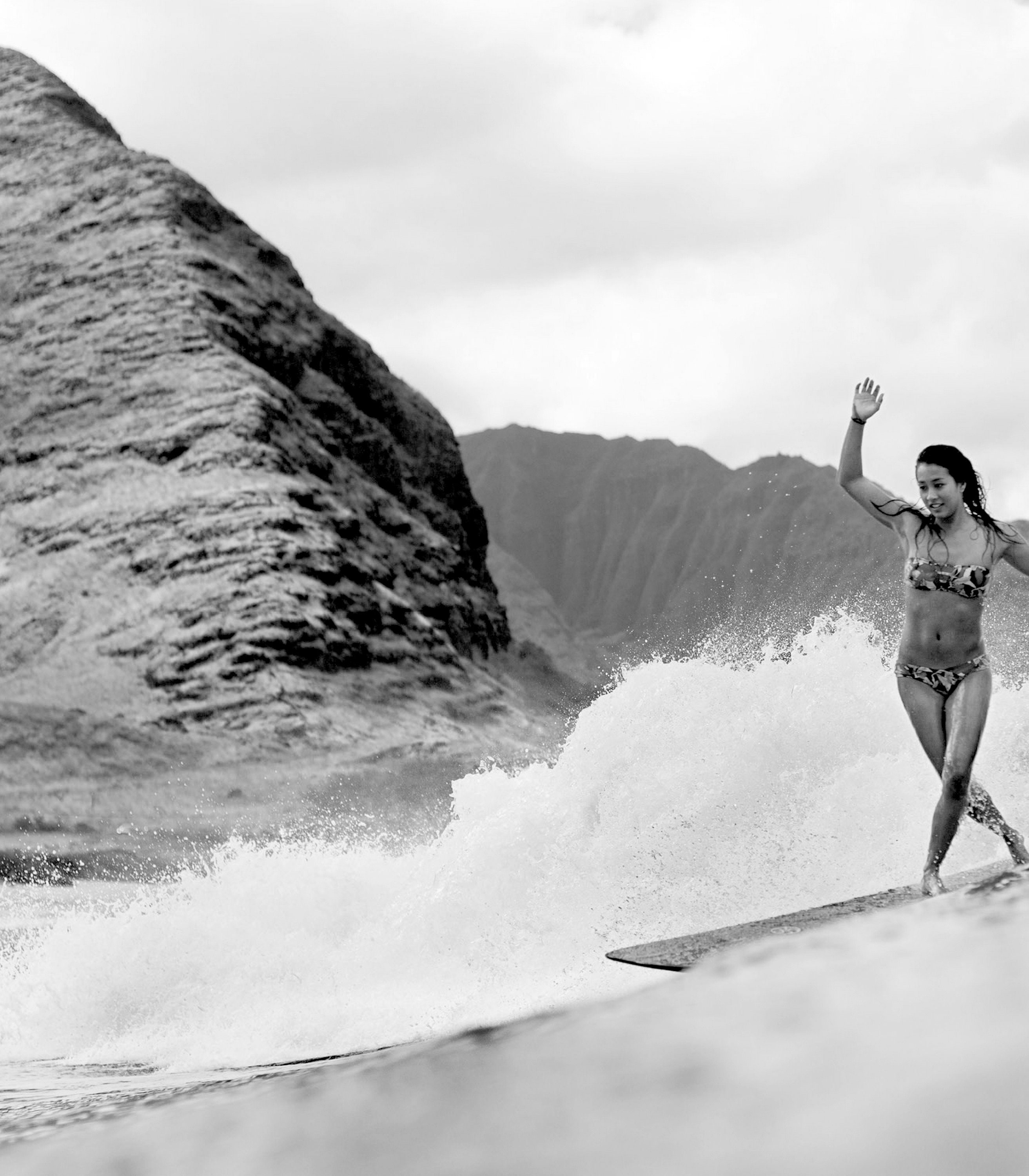 1960s Surfing Photo Print Womens Fashion Black And White Wall Art