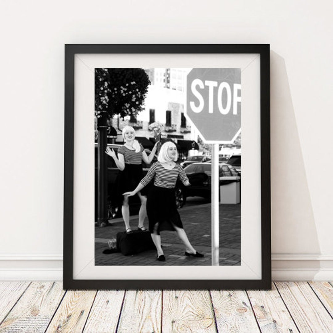Female Women Mime at a Stop Sign - Photography, Black & White, Wall Art ...