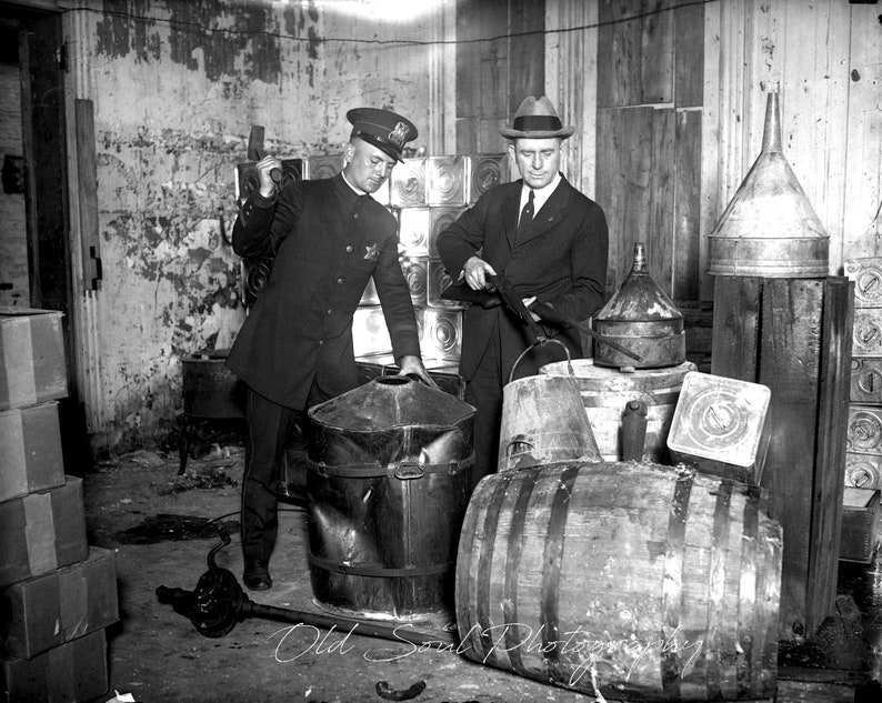 Vintage Photo - 1930's Prohibition Police Cops Dumping Barrels of ...