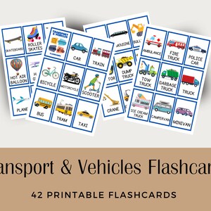 Transport and Vehicles - 42 Printable Flashcards - Etsy
