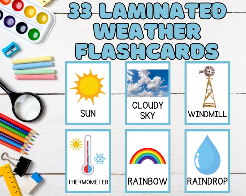 Weather - 33 Laminated Flashcards - Etsy