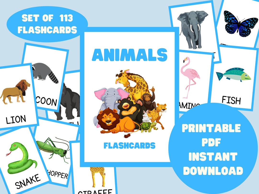 Animals 108 Printable Flashcards - Etsy