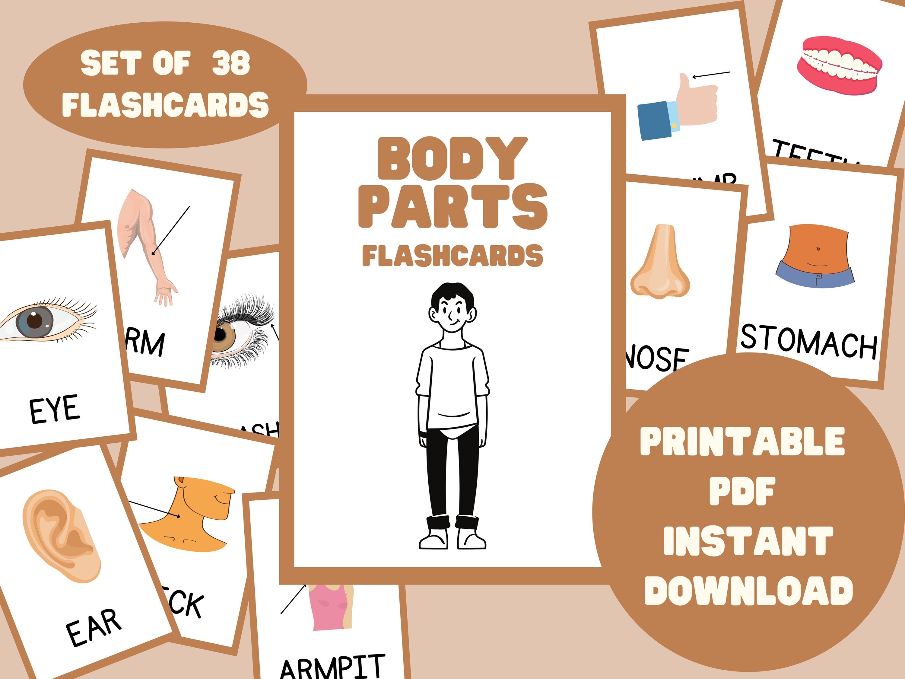 Body Parts 38 Printable Flashcards | Etsy