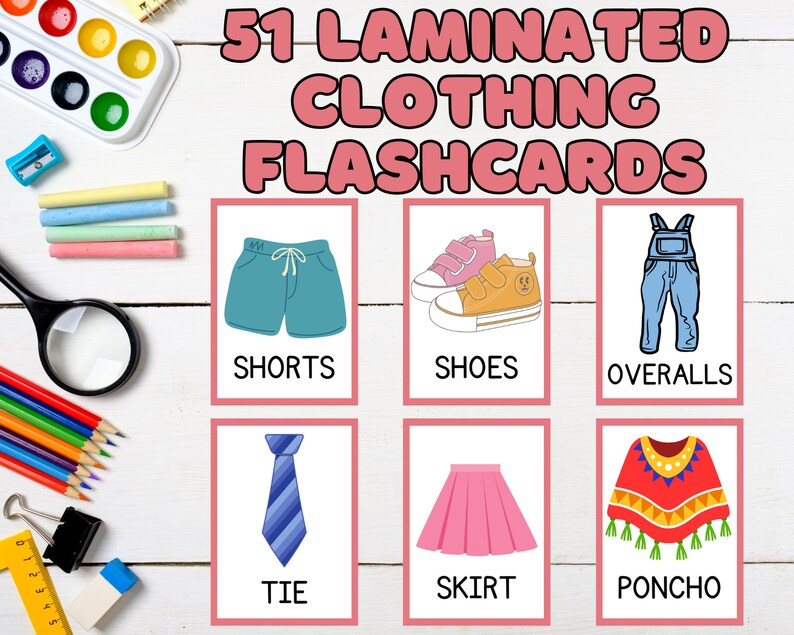 Clothing - 51 Laminated Flashcards - Etsy