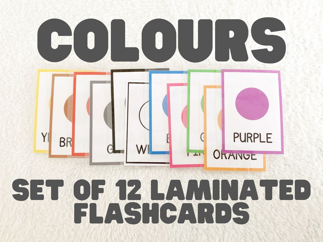 Colours - 12 Laminated Flashcards - Etsy