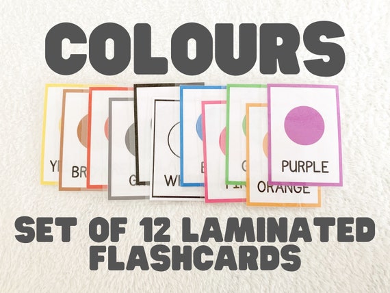 Colours 12 Laminated Flashcards | Etsy