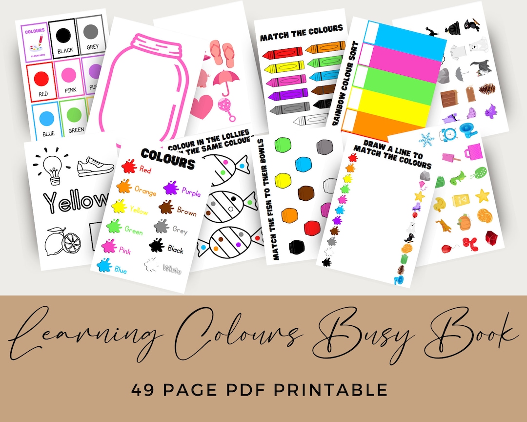 Learning Colours Busy Book for Toddlers PRINTABLE - Etsy