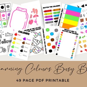 Learning Colours Busy Book for Toddlers PRINTABLE - Etsy