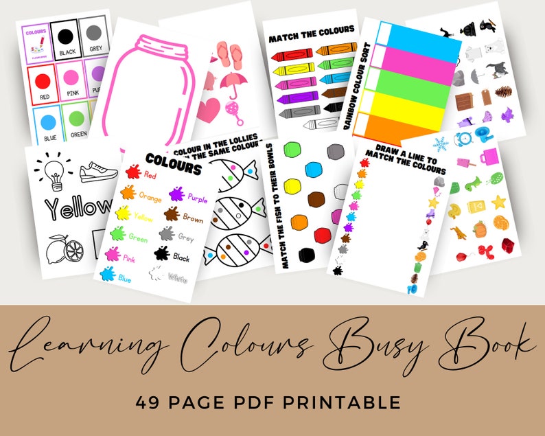 Learning Colours Busy Book for Toddlers PRINTABLE - Etsy