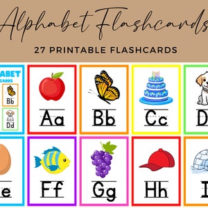 Learning the Alphabet 27 Printable Flashcards - Etsy