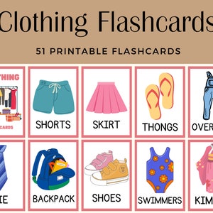 Clothing - 51 Printable Flashcards - Etsy