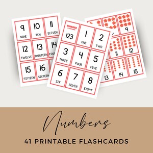Numbers - 41 Printable Flashcards - Etsy