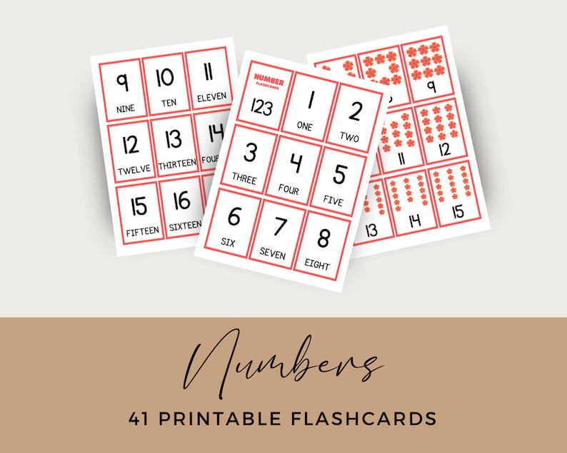 Numbers 41 Printable Flashcards - Etsy