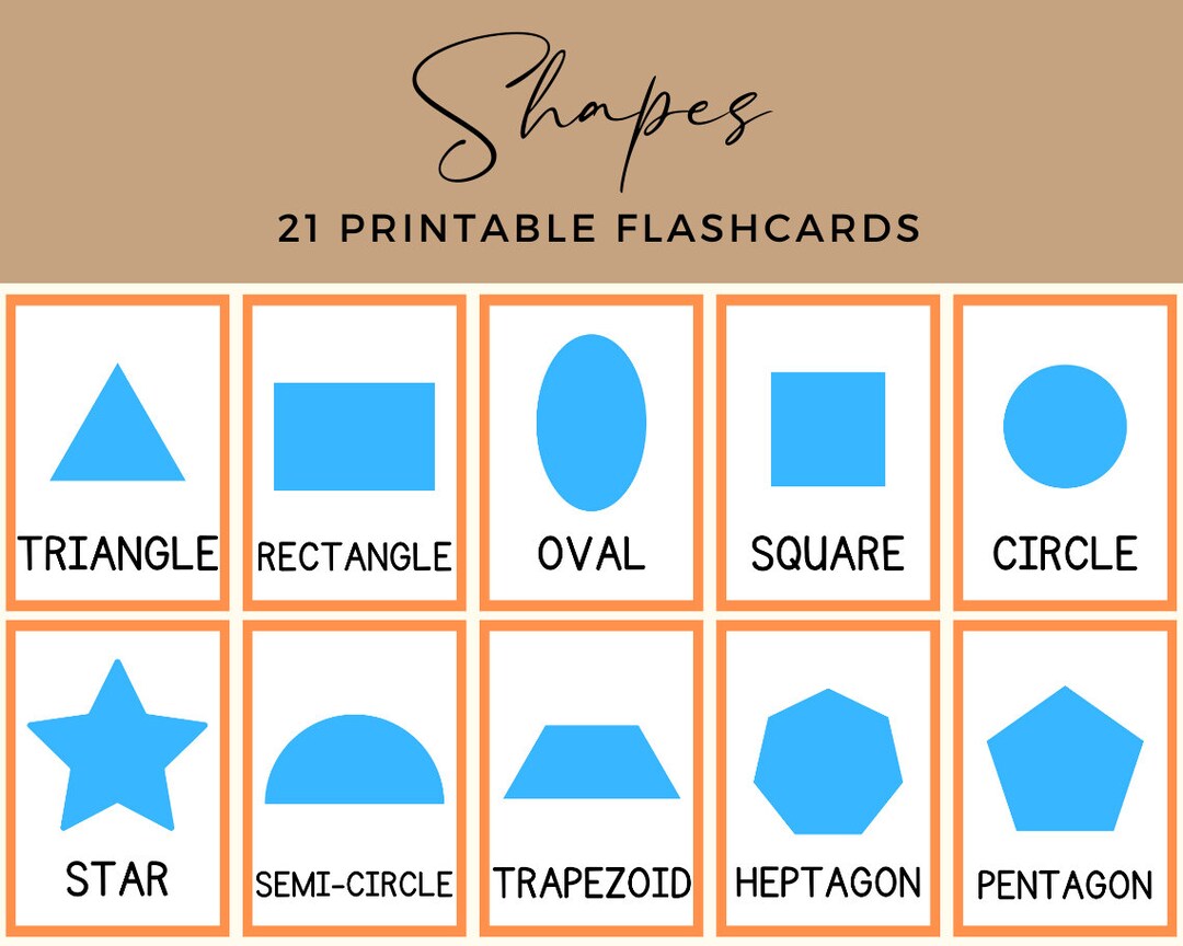 Shapes - 21 Printable Flashcards - Etsy