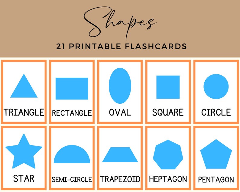Shapes - 21 Printable Flashcards - Etsy