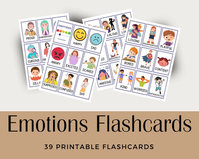Emotions - 39 Printable Flashcards - Etsy