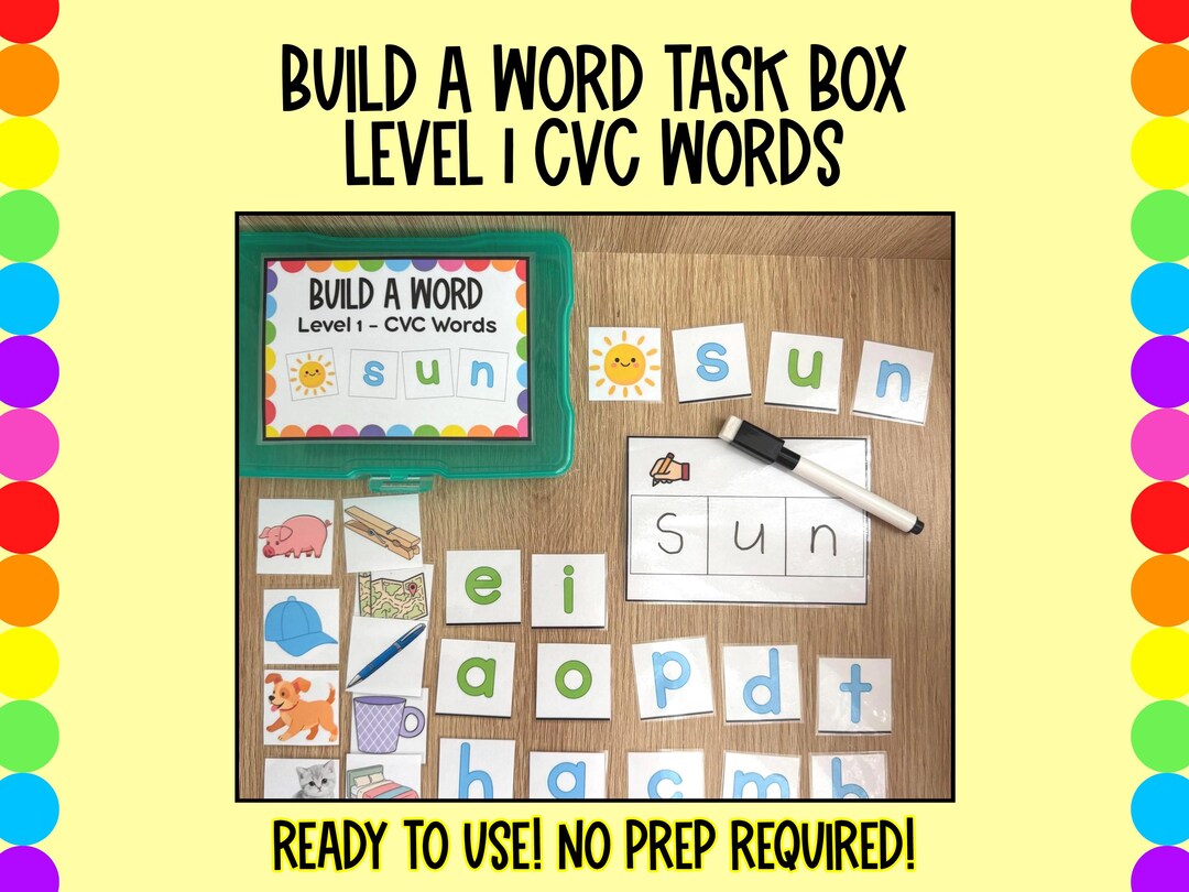 Build a Word Task Box – Level 1 CVC Words - Etsy UK