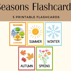Seasons - 5 Printable Flashcards - Etsy