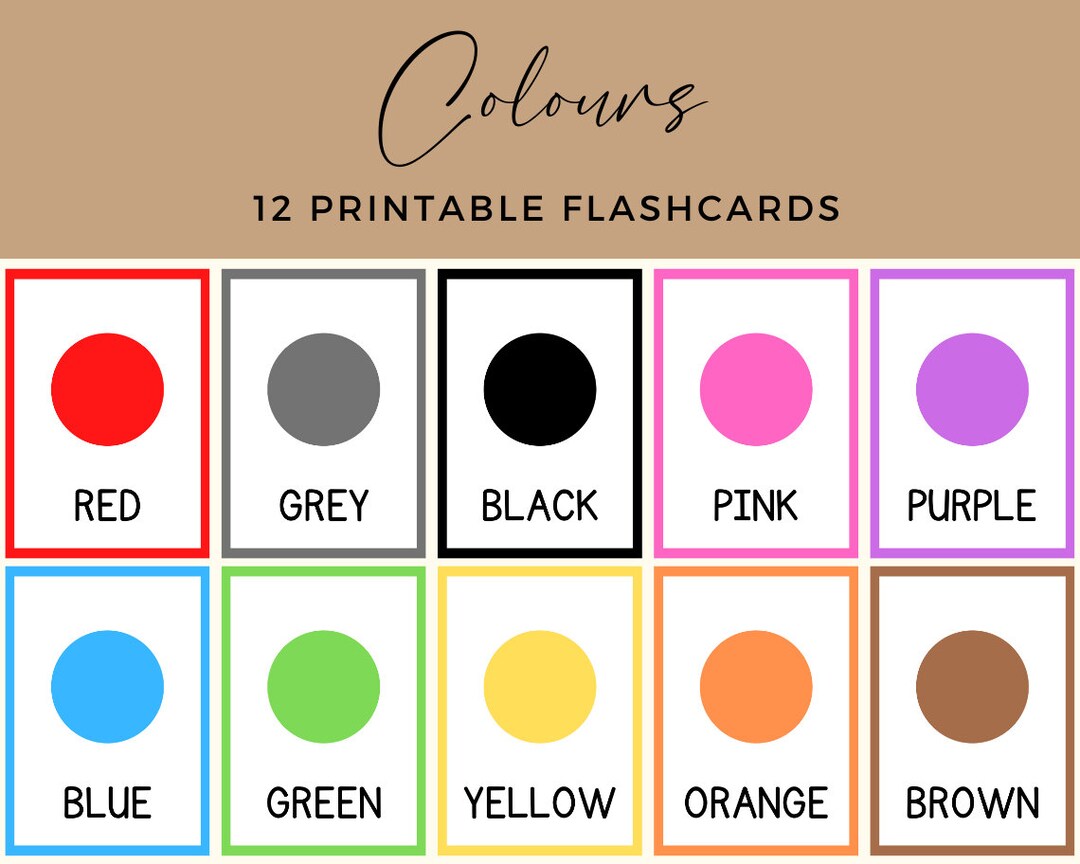 Colours - 12 Printable Flashcards - Etsy