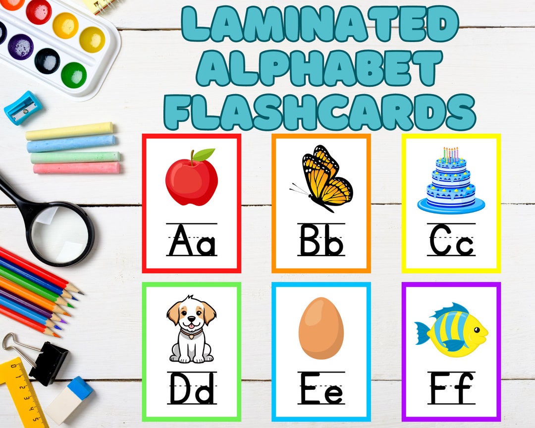 Learning the Alphabet - 27 Laminated Flashcards - Etsy