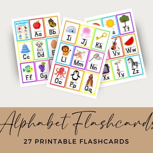 Learning the Alphabet 27 Printable Flashcards - Etsy