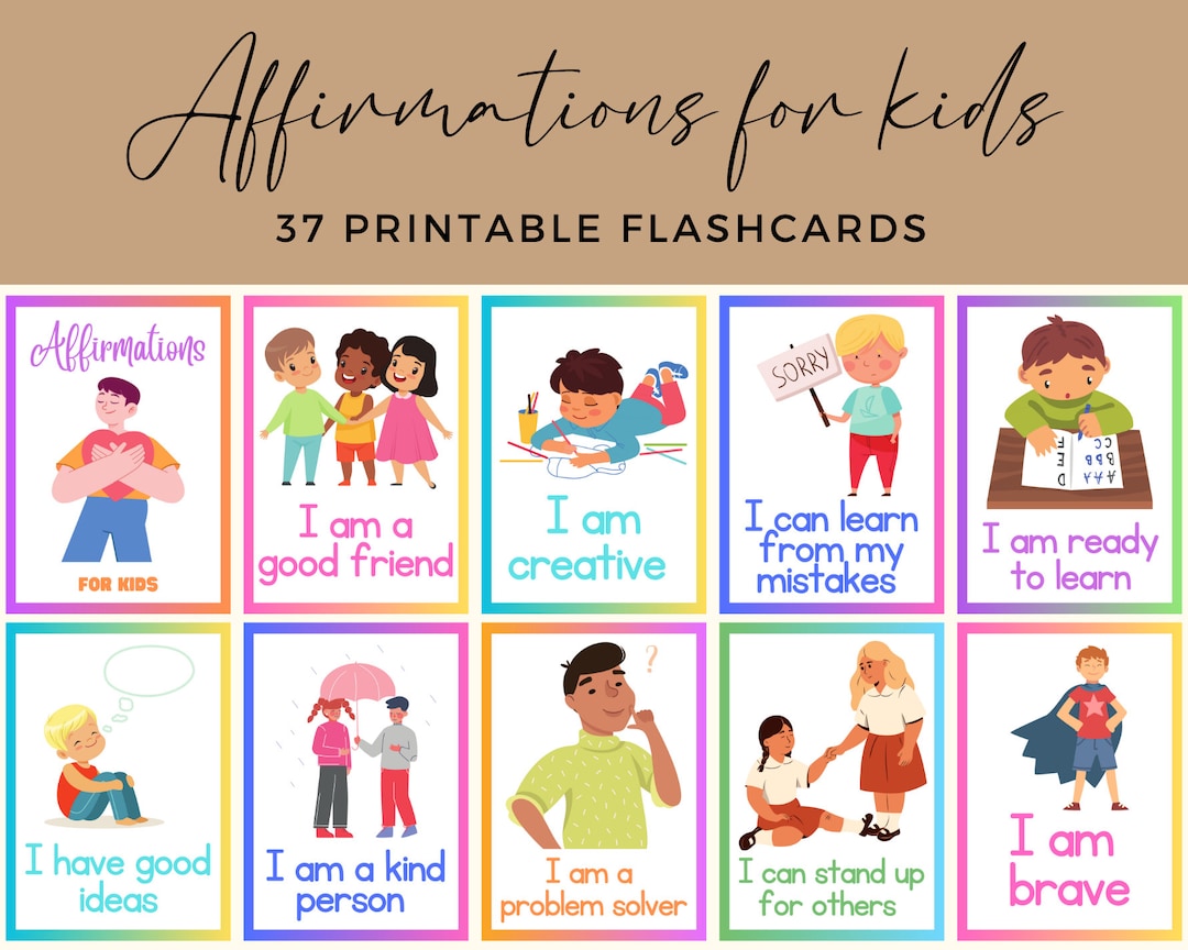 Affirmations for Kids - 37 Printable Cards - Etsy