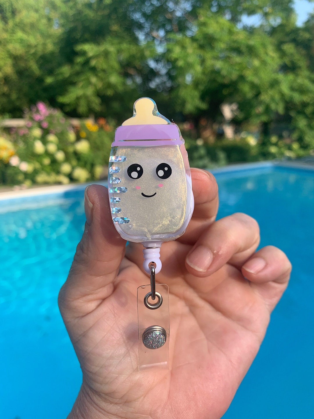 Shaker Baby Bottle Badge Reel/ 3D Badge Reel/ Floating Badge Reel - Etsy