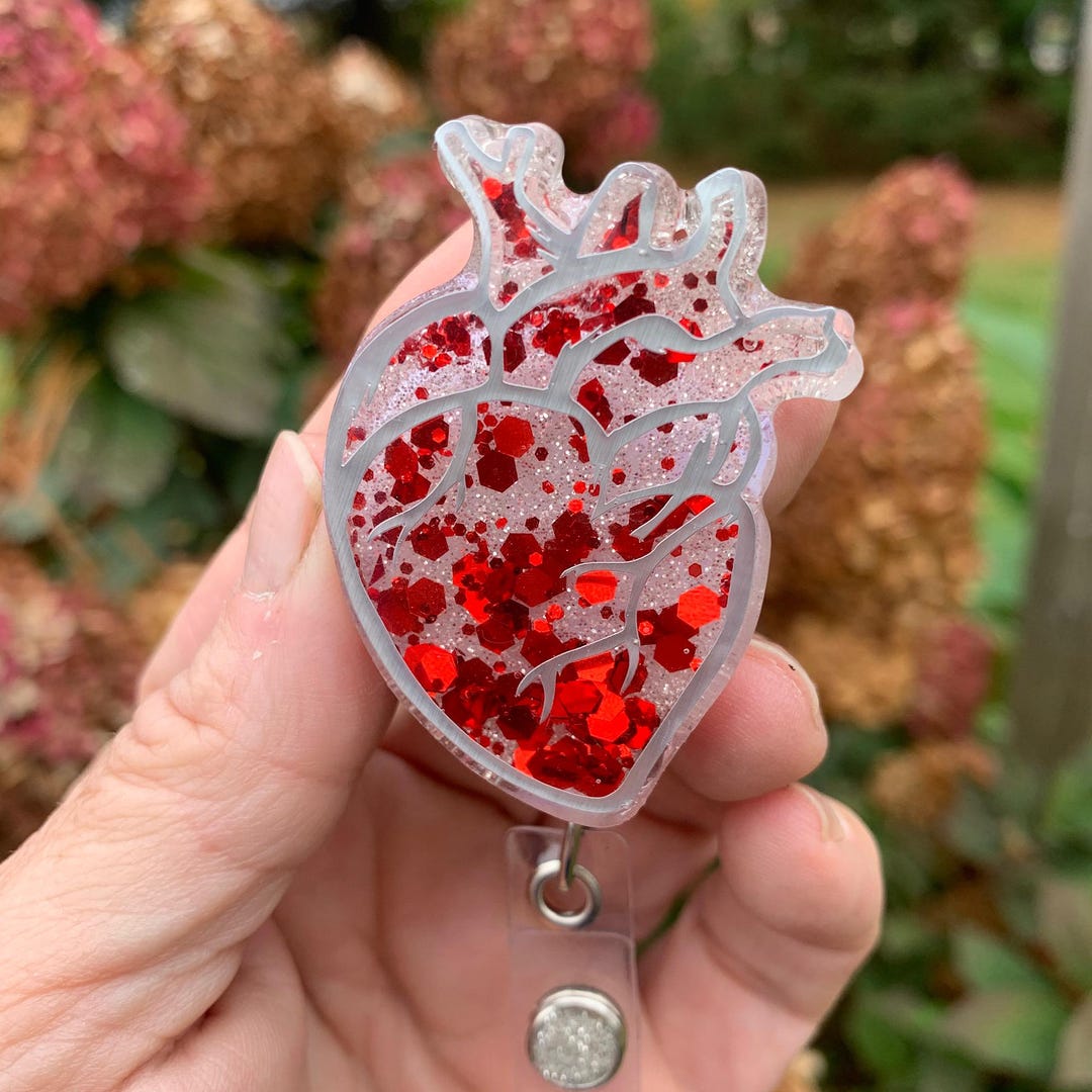 Anatomical Heart Shaker Badge Reel/ 3D Badge Reel/ Floating Badge Reel ...