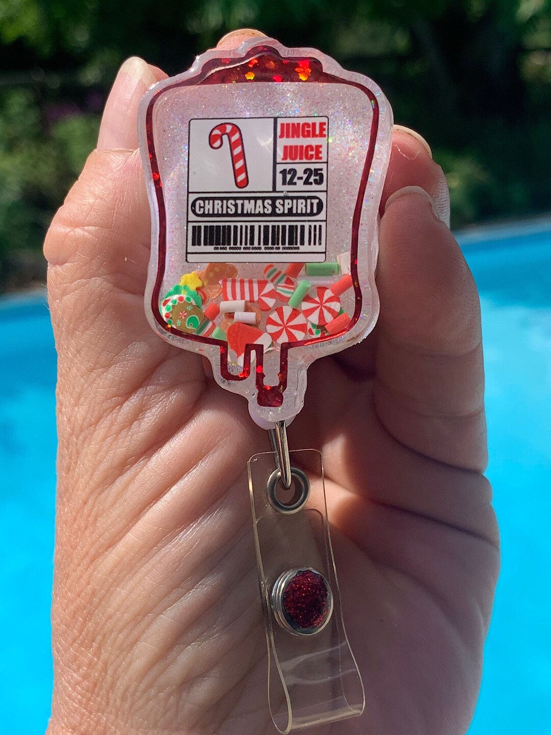 Jingle Juice Shaker Badge Reel/ 3D Badge Reel/ Floating Badge Reel - Etsy