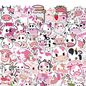 Cartoon Pink Cow Stickers Cow Print Assorted Pattern Sticker - Etsy