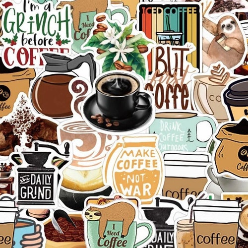 Coffee Themed Stickers Coffee Latte Pattern Assorted - Etsy