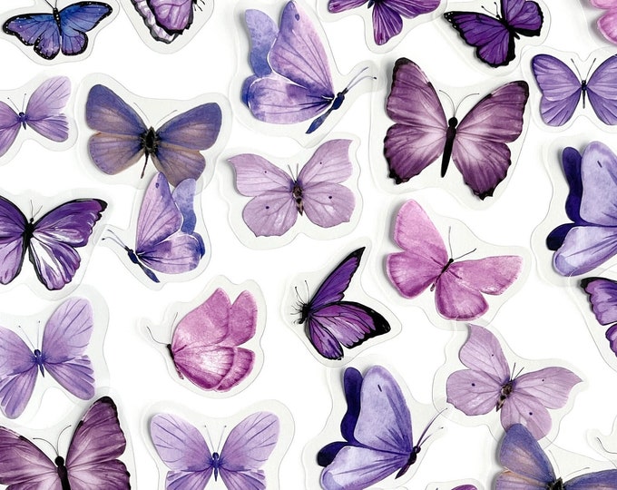 40 Translucent Purple Butterfly Stickers Beautiful Butterfly Stickers ...