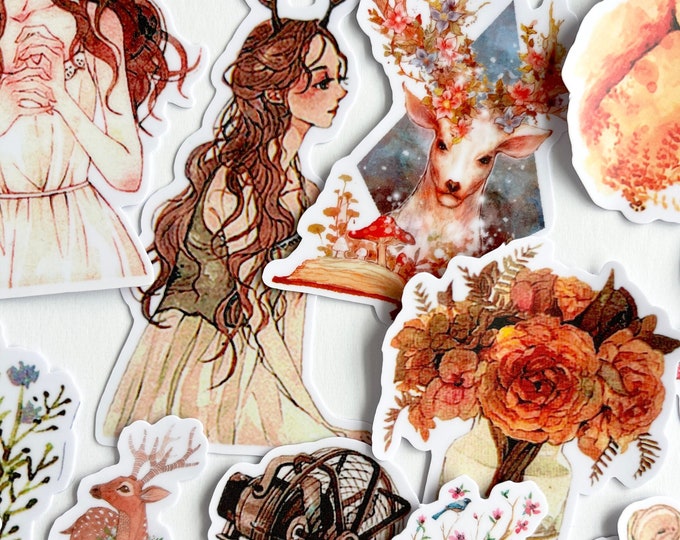 25pcs Whimsical Forest Girl Themed Stickers - Magical Fairytale Girl ...