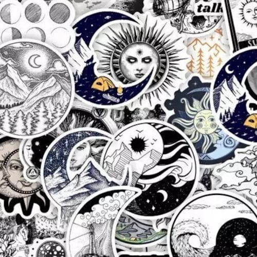 45 Gorgeous Sun and Moon Stickers Gothic Magical Moon - Etsy