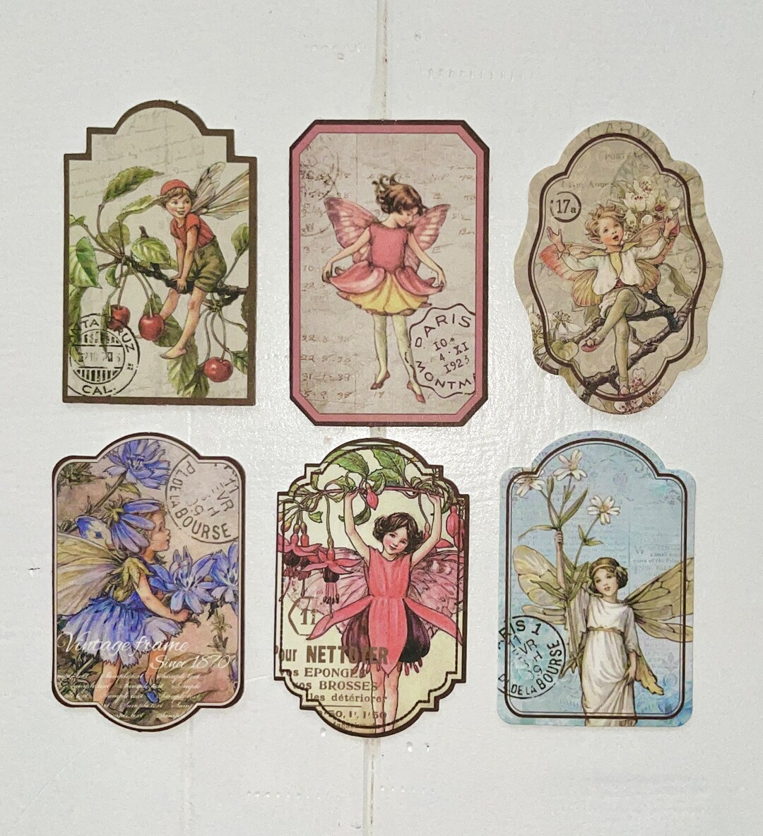 20 Vintage Flower Fairy Stickers Large Size Fairy Print Etsy