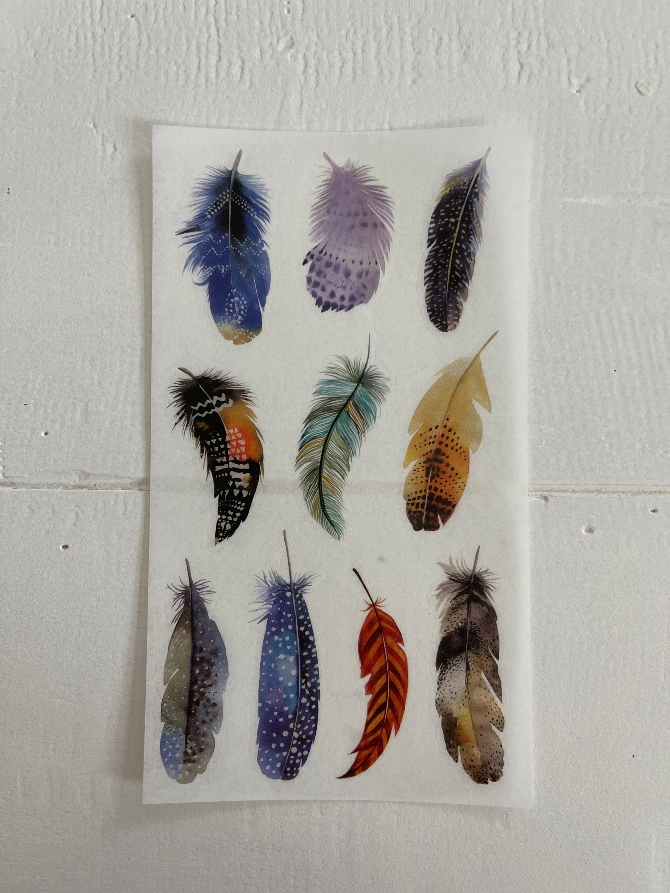 50 Feather Stickers Washi Tape Like Material Slightly - Etsy